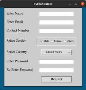 Registration Form In Python Using Tkinter With Database SQLite3
