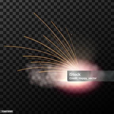 투명 한 배경에 고립 된 스파크와 전기 용접 금속 화재의 창조적 인 벡터 일러스트 레이 션 플래시 철 절단 템플릿 동안 아트