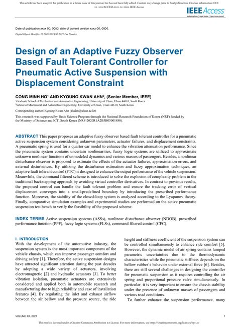 Pdf Design Of An Adaptive Fuzzy Observer Based Fault Tolerant Controller For Pneumatic Active