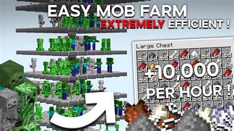 Minecraft Mob Farm Extremely Efficient 119 10000 Per Hour Youtube