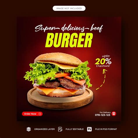 건강한 특별 음식 메뉴 홍보 소셜 미디어 전단지 또는 Instagram 게시물 템플릿 프리미엄 Psd 파일