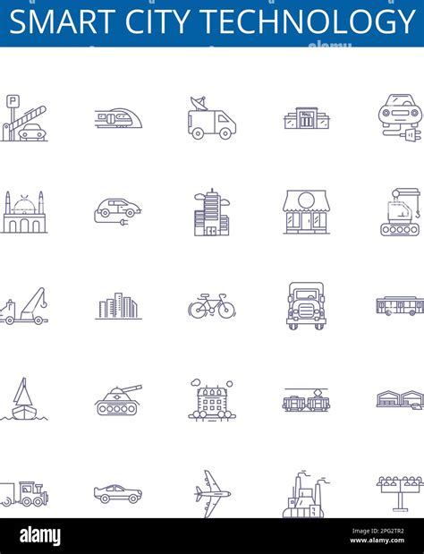 Smart City Technology Line Icons Signs Set Design Collection Of Smart City Technology Iot