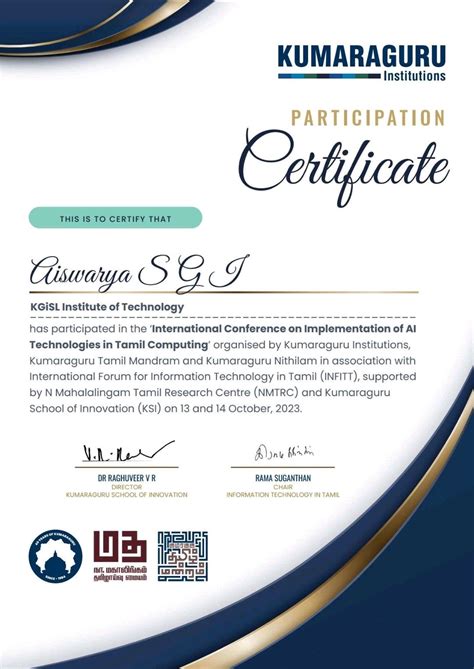 Aiswarya Sgi On Linkedin Participated In International Conference On Implementation Of Ai…