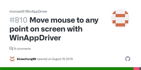 Move Mouse To Any Point On Screen With Winappdriver · Issue 810 · Microsoftwinappdriver · Github