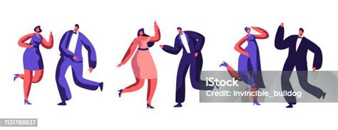 춤추는 파티 축 하 어른 들이 함께 즐거운 음악을 춤 행복 한 관계 분위기 즐거운 댄서 휴식 나이트 클럽 좋은 기분 행동 평면 만화 벡터 일러스트 춤에 대한 스톡 벡터 아트