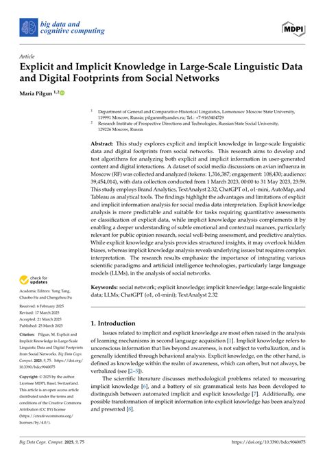 Pdf Explicit And Implicit Knowledge In Large Scale Linguistic Data And Digital Footprints From