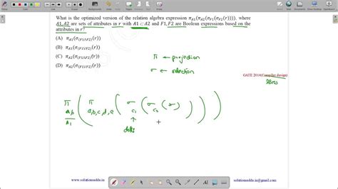 Gate 2014 Set 3 Dbms Relationsla Algebra Solutions Adda Gate Test Series Explained By