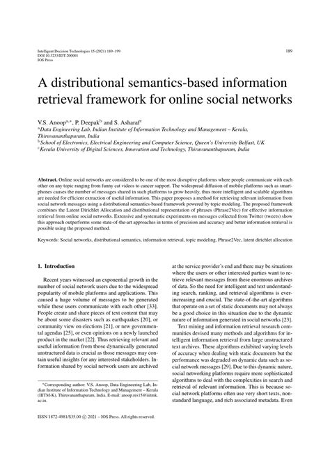 Pdf A Distributional Semantics Based Information Retrieval Framework