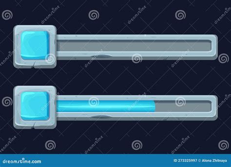 Stone Menu Bar Progress Process Scale For Level Interface In Cartoon Style Isolated Game Asset