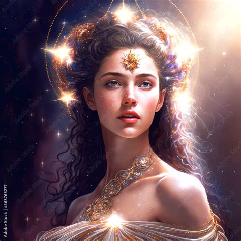 Asteria Is The Greek Goddess Of Stars God Of Star Princess Generative Ai Illustration Stock