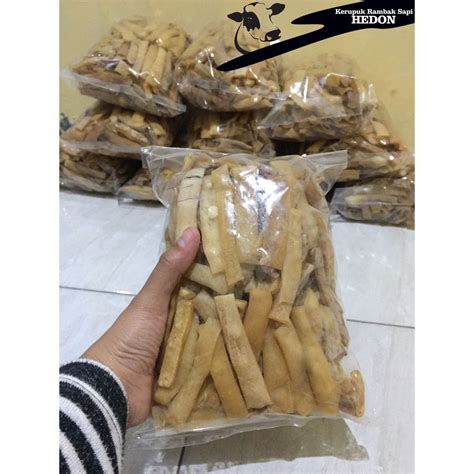 Jual Kerecek Rambak Kulit Sapi 500 Gram Kerupuk Kulit Sapi Kerecek Kulit Sapi Rambak Kulit