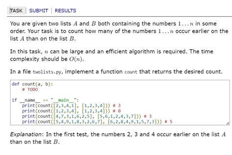 Submit ﻿resultsyou Are Given Two Lists A And B