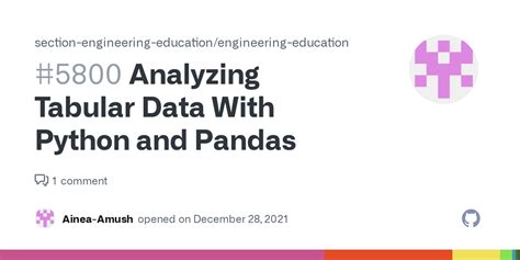Analyzing Tabular Data With Python And Pandas · Issue 5800 · Section Engineering Education