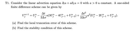 Solved T1 ﻿consider The Linear Advection Equation