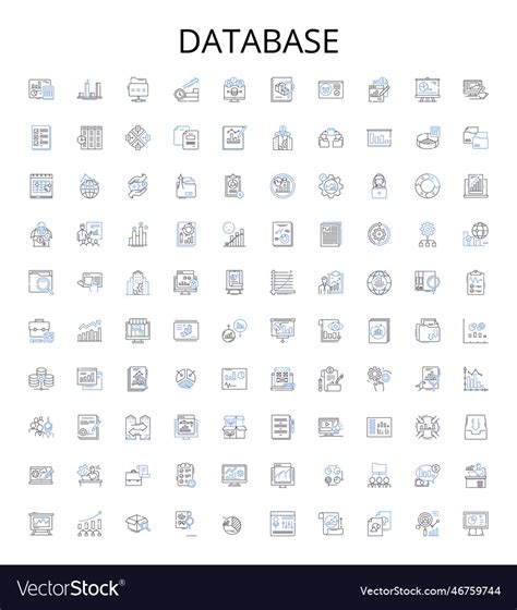 Database Outline Icons Collection Dbms Royalty Free Vector