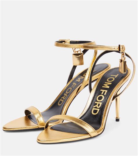 Padlock Metallic Leather Sandals In Gold Tom Ford Mytheresa