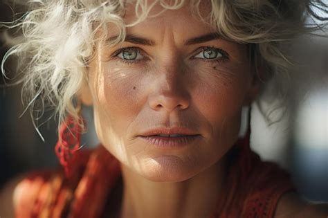 Premium Photo Portrait Of Beauty Middle Aged Woman With Wrinkles And