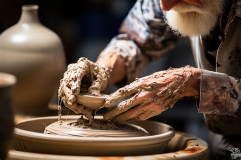 Premium Ai Image Closeup Older Man Sculptor Creates Sculpture Clay Raw Potter Or Raw Ceramic