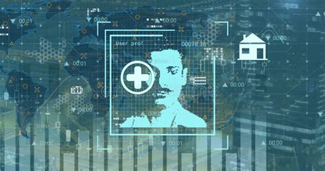 Animation Of Biometric Photos And Data Processing Over World Map Stock