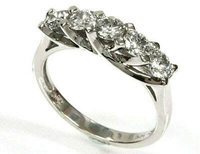 1 Ctw Natural Diamond Solid 14k White Gold 5 Stone Engagement