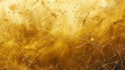 Golden Abstract Network Background With Connecting Dots And Lines Concept For Technology