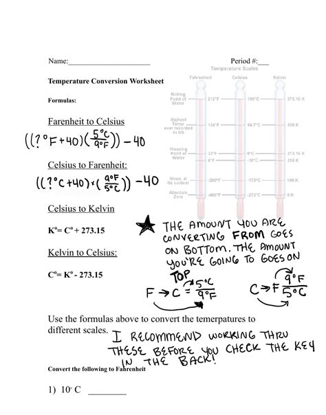 Temperature Conversion Worksheet Answers Educational Worksheet
