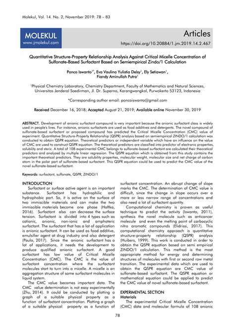 Pdf Quantitative Structure Property Relationship Analysis Against Critical Micelle