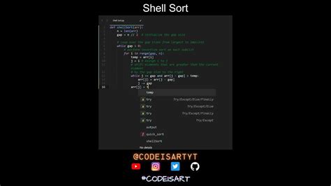 Shell Sort Code In Python Sorting Algorithms Python Coding Tutorial