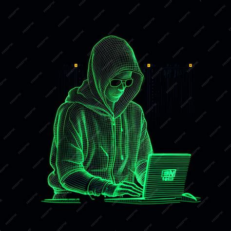 Premium Photo Computer Hacker Green Ascii Style On Black Background