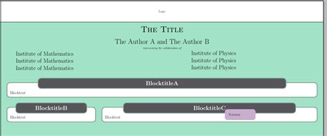 tikzposter how to add list of collaboration in the title block of