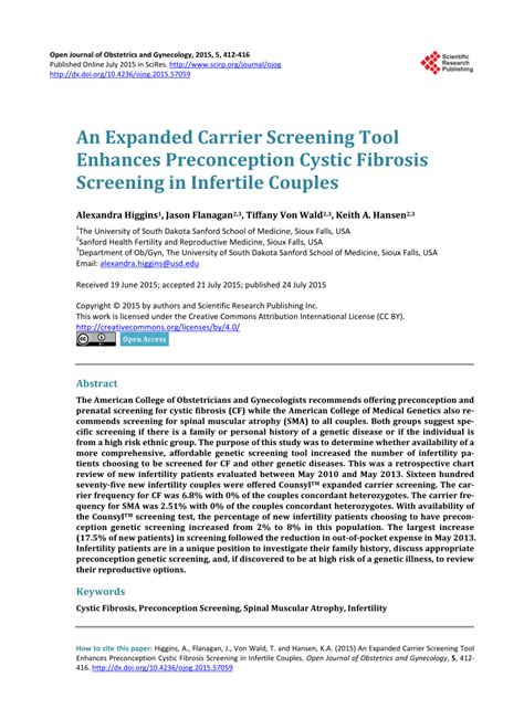 pdf an expanded carrier screening tool enhances preconception cystic fibrosis screening in