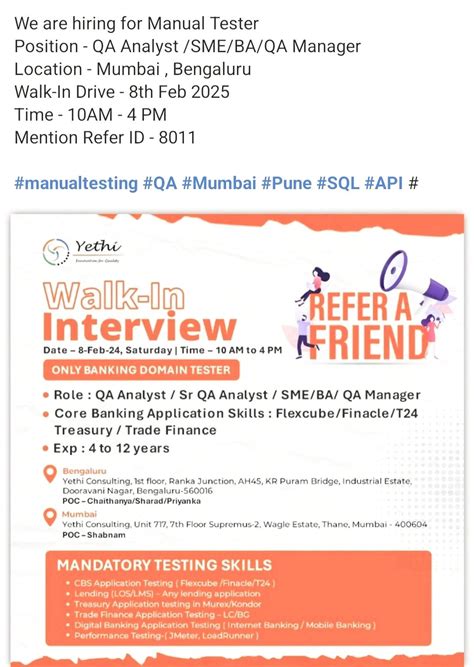 Manualtesting Qajobs Automation Qaanalyst Sme Bengaluru Mumbai