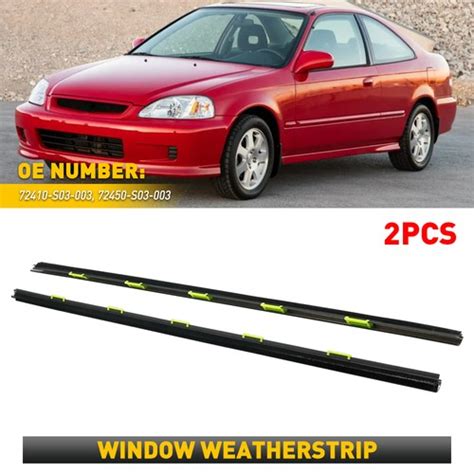 For 1996 2000 Honda Civic Rubber Door Window Glass Molding Trim Weather