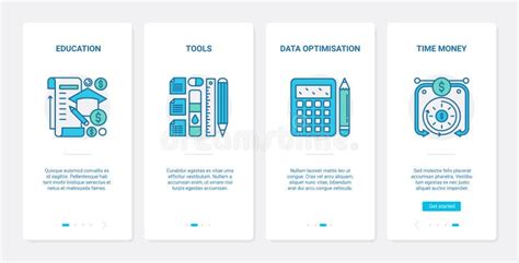 Business Analytics Finance Optimization Ux Ui Onboarding Mobile App Page Screen Set Stock
