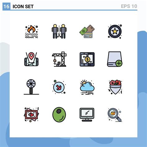 Group Of 16 Flat Color Filled Lines Signs And Symbols For Web Online People Wallet Currency