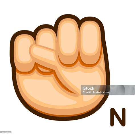 Vector Sign Language Icon Letter N Stock Illustration Download Image