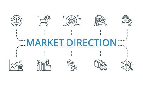 Monochrome Simple Market Direction Icon Collection Stock Illustrations