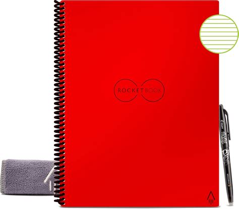 Rocketbook Smart Reusable Notebook Lined Eco Friendly Notebook Letter A4 Atomic Red Lined