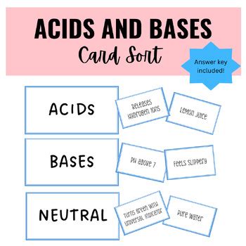 Acids And Bases Card Sort Activity By Ashlee Richards TPT