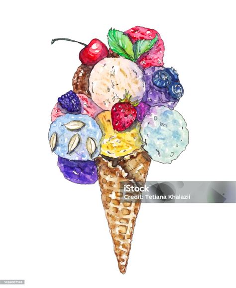 딸기 견과류 및 민트 잎 벡터가있는 아이스크림 코드 그리기 다채로운 마커 냉동식품에 대한 스톡 벡터 아트 및 기타 이미지 냉동식품 다중 색상 달콤한 음식 Istock