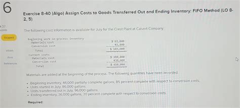 Exercise 8 40 Algo Assign Costs To Goods