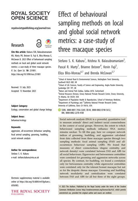 Pdf Effect Of Behavioural Sampling Methods On Local And Global Social Network Metrics A Case