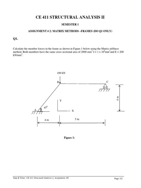 ce 411 structural analysis matrix stiffness method frames pdf