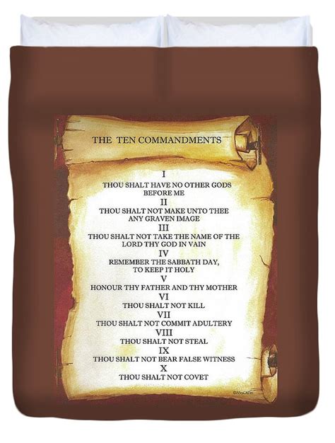 The Ten Commandments On Parchment Scroll Duvet Cover By Desiderata