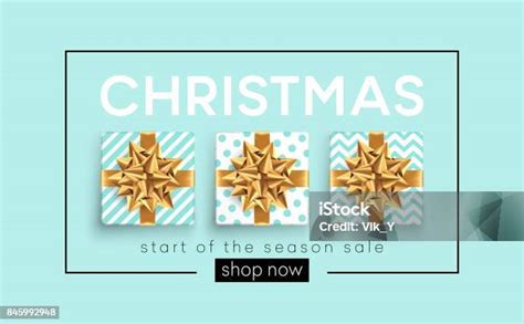 골드 리본 선물 상자 크리스마스 배경 엽서 소책자 전단지 포스터에 대 한 템플릿 벡터 일러스트 레이 션 Ribbon Cutting에 대한 스톡 벡터 아트 및 기타 이미지