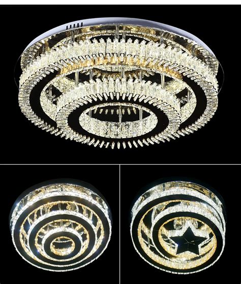 Современные хрустальные кольца Потолочная люстра огни Серебряный Кристалл светодиодный плафон