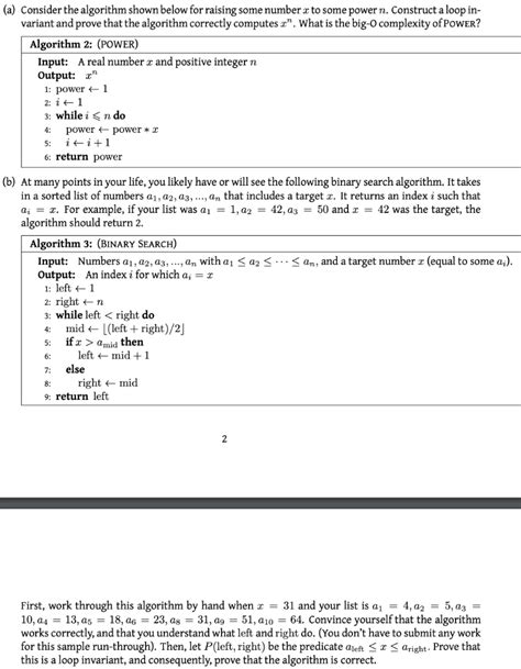 Solved A Consider The Algorithm Shown Below For Raising