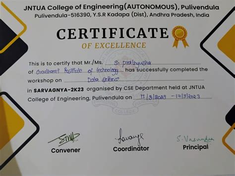 Prathyusha Siripireddy On Linkedin Successfully Completed The Workshop On Data Science In