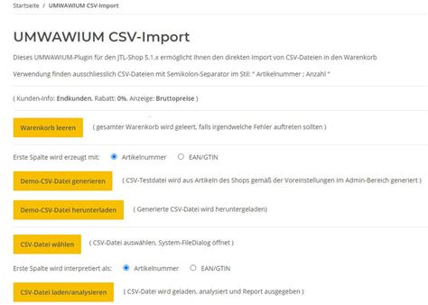 Csv Import Plugin Für Den Jtl Shop 5 Umwawiumde