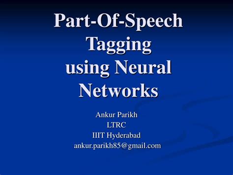 Ppt Part Of Speech Tagging Using Neural Networks Powerpoint